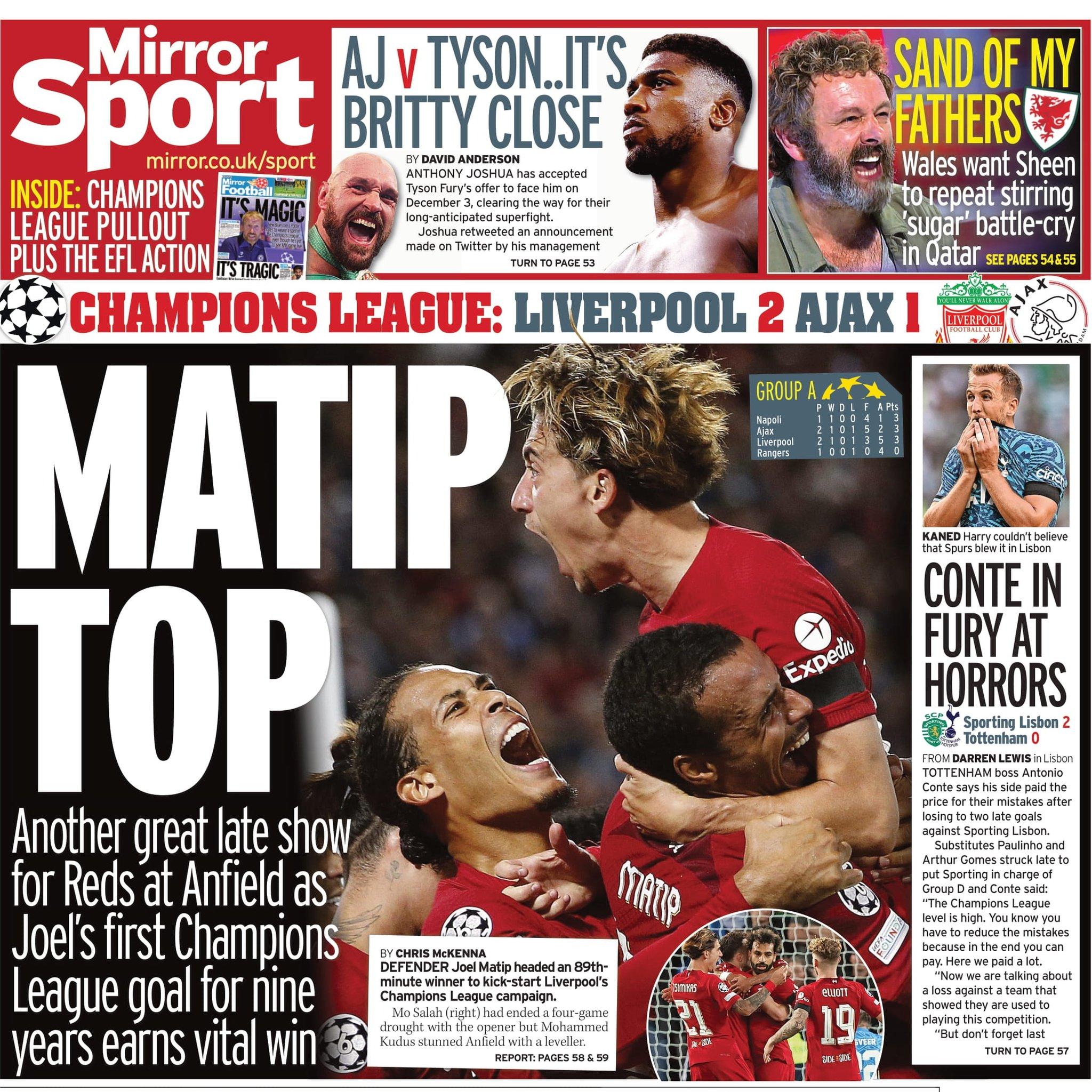 Wednesday's sport pages - BBC Sport