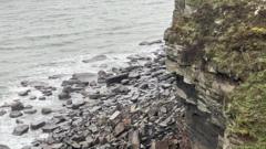 Coastguard issues warning after cliff fall at North Devon beach - BBC News