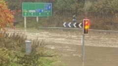 Chain Bar: Burst water main floods key M62 and M606 interchange - BBC News
