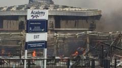 Selsey Academy: Blaze reduces West Sussex school to a skeleton - BBC News