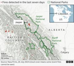 Jasper wildfires: Half of historic Canadian town may be destroyed - BBC ...