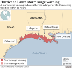 Hurricane Laura ‘will cause unsurvivable storm surge’ - BBC News