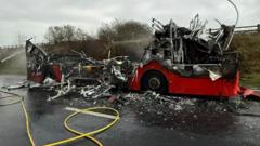 A30 carriageway in Cornwall closed for hours after bus fire - BBC News