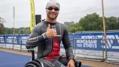 Billy Monger takes part in Hyde Park swim festival - BBC News