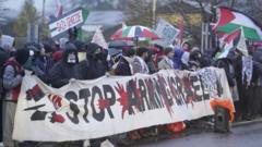 Gaza protesters block BAE Systems aerospace factory in Lancashire - BBC ...