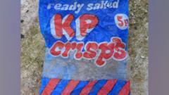 Crisp packet from 1970s found at Studland as sea defences removed - BBC ...