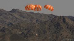 Orion: US spaceship parachute test succeeds - BBC News