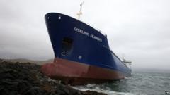 Large cargo ship runs aground near Ardnamurchan - BBC News