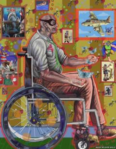 Qatar exhibition display for artist Jason Wilsher-Mills - BBC News