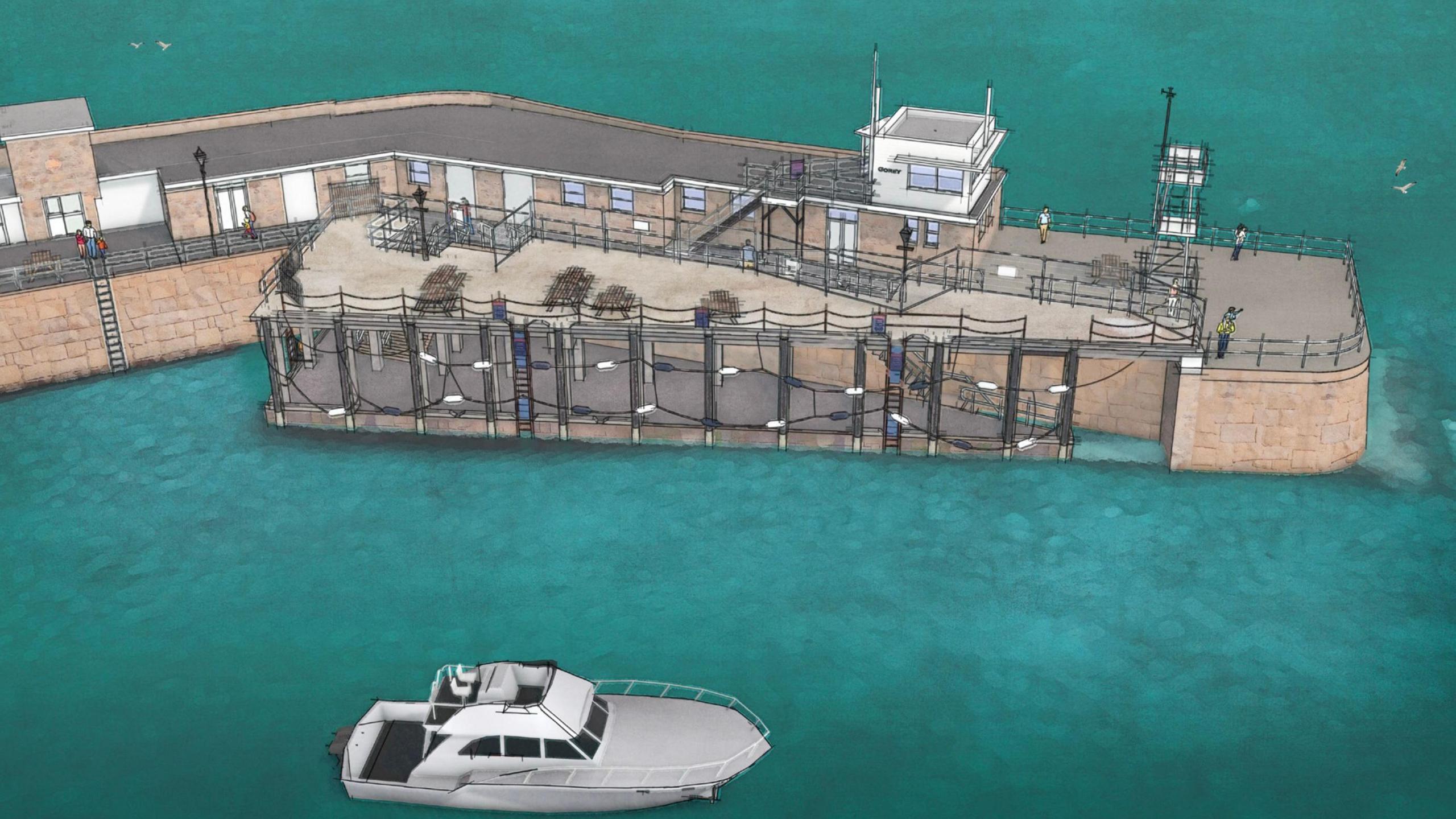 Proposal to remove deteriorating Gorey Pier landing stage - BBC News