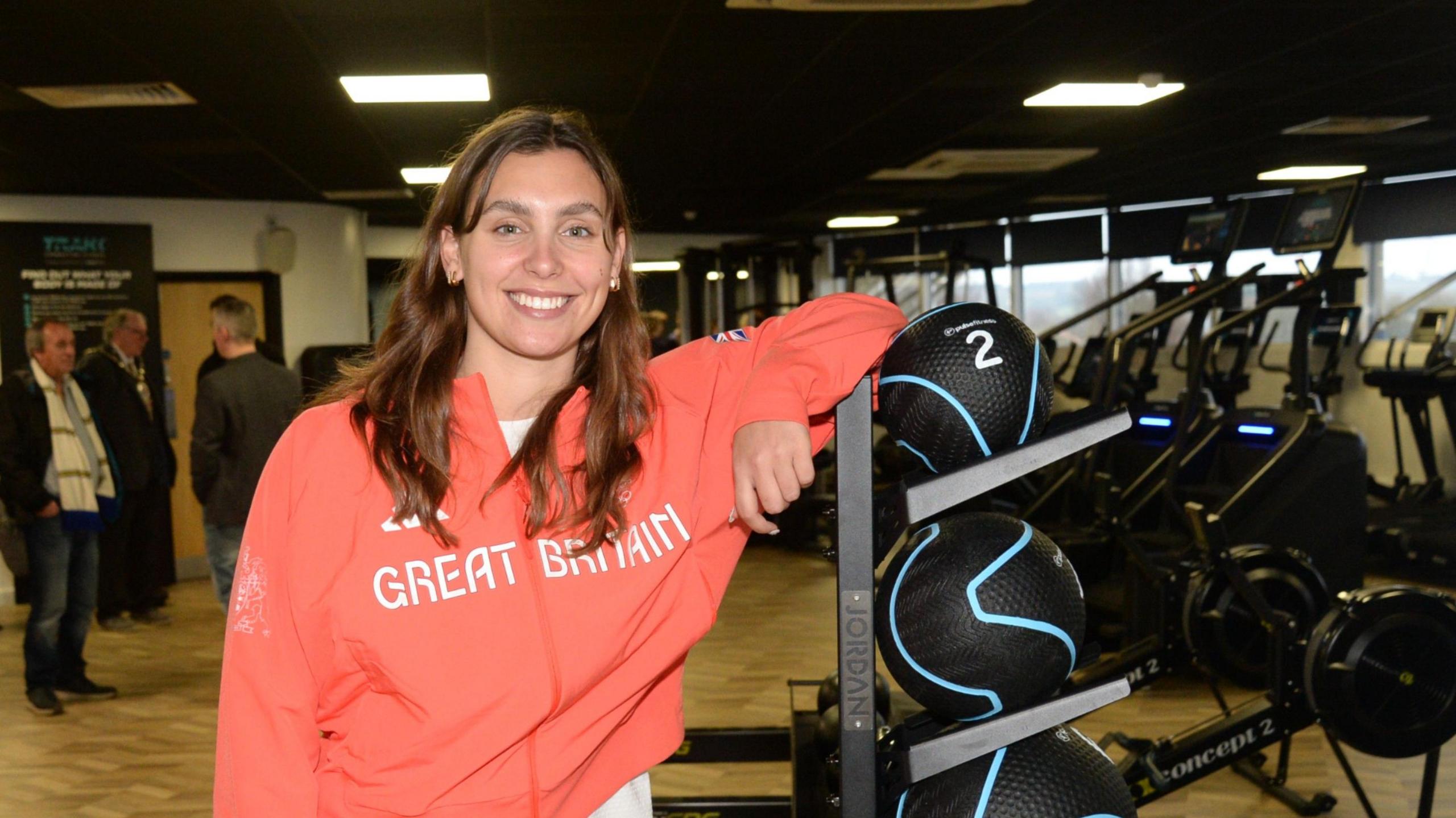 Olympic swimmer Freya Colbert opens new gym in Grantham - BBC News