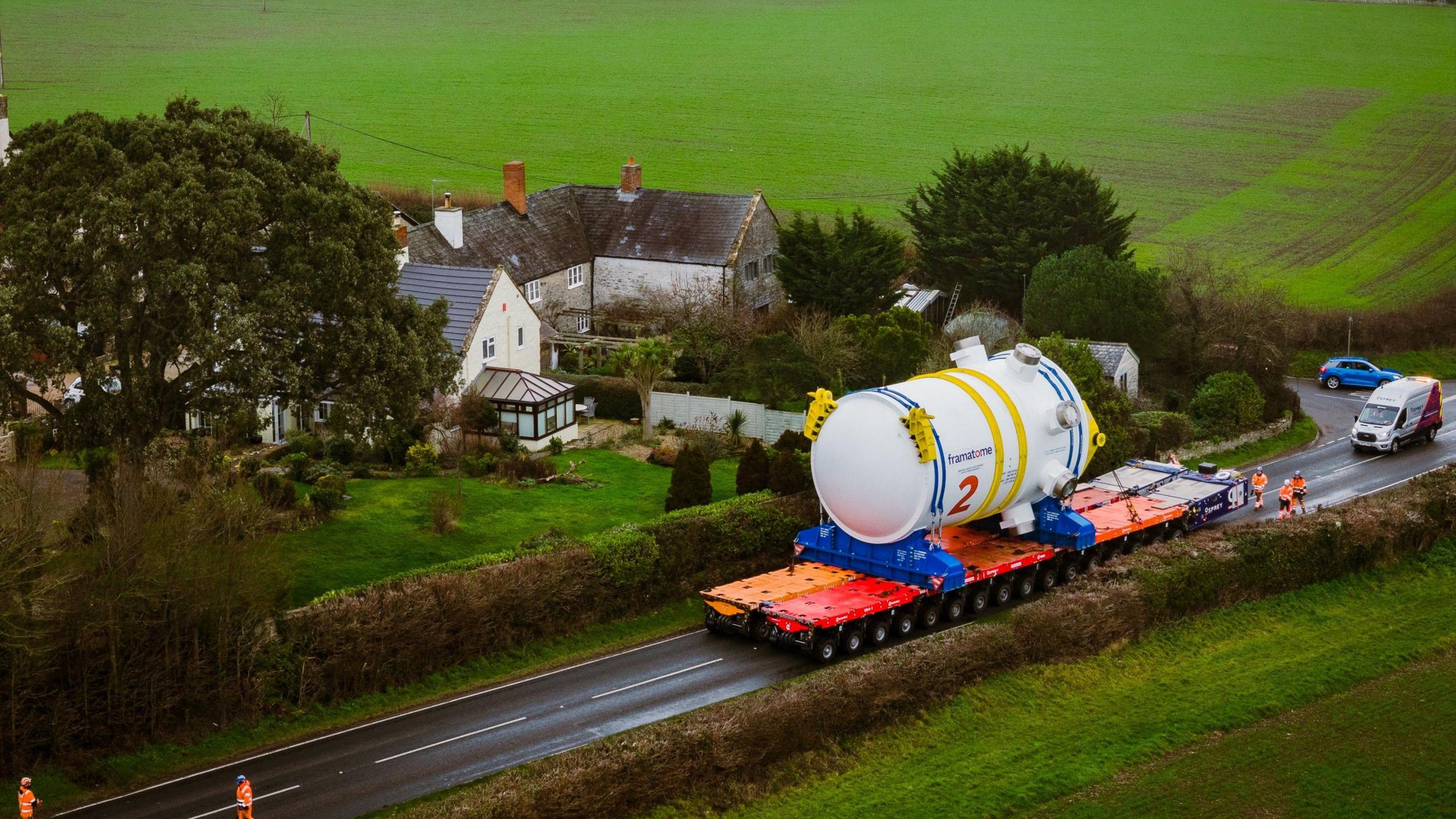 Second nuclear reactor arrives at Hinkley Point C power station - BBC News