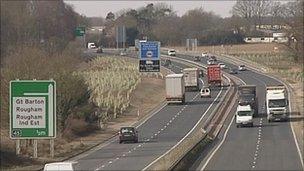Overnight closures on A14 in Suffolk for new road signs - BBC News