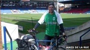 Guernsey cyclist James de la Rue completes charity challenge - BBC News