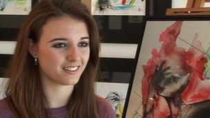 Ex-gymnast's trauma inspires artworks - BBC News