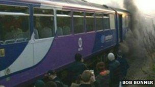 Manchester to Leeds train catches fire in Rochdale - BBC News