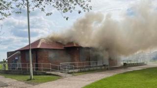 Fire-hit Thorne Colliery FC back playing at home ground - BBC News