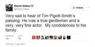 Actor Tim Pigott-Smith dies aged 70 - BBC News