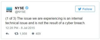 NYSE: How Twitter reacted to New York Stock Exchange 'glitch' - BBC News