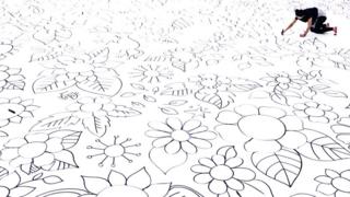 Artist breaks world record for largest solo drawing - BBC News