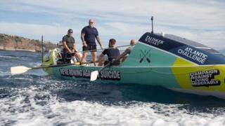Crew raises £50,000 in Atlantic rowing challenge - BBC News
