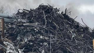 Crews tackle scrap metal fire at Wolverhampton industrial site - BBC News