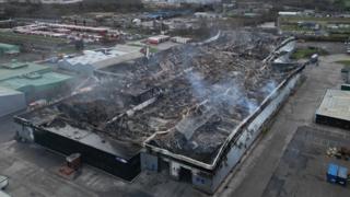 Bridgend fire: Arrest as building destroyed in industrial unit blaze ...