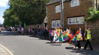 Oakham hosts its first ever Pride event - BBC News