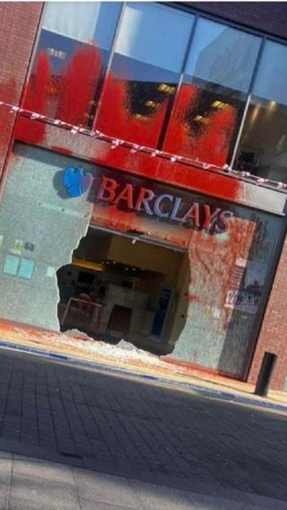 Barclays banks across UK targeted by pro-Palestine protesters - BBC News