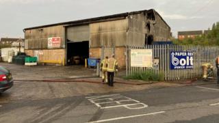 Crew tackles fire at Great Blakenham paper recycling warehouse - BBC News