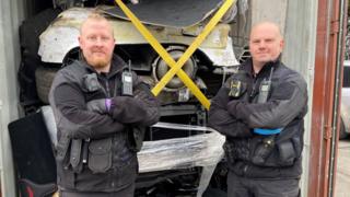 Stolen cars hidden in shipping containers found by Essex Police - BBC News