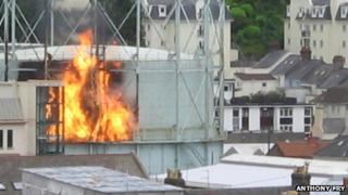 Jersey gas holder fire started while workers fixed a leak - BBC News