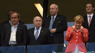 Merkel goes for goal with Germany at World Cup final - BBC News
