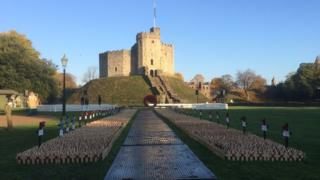Armed forces' field of remembrance at Cardiff Castle - BBC News