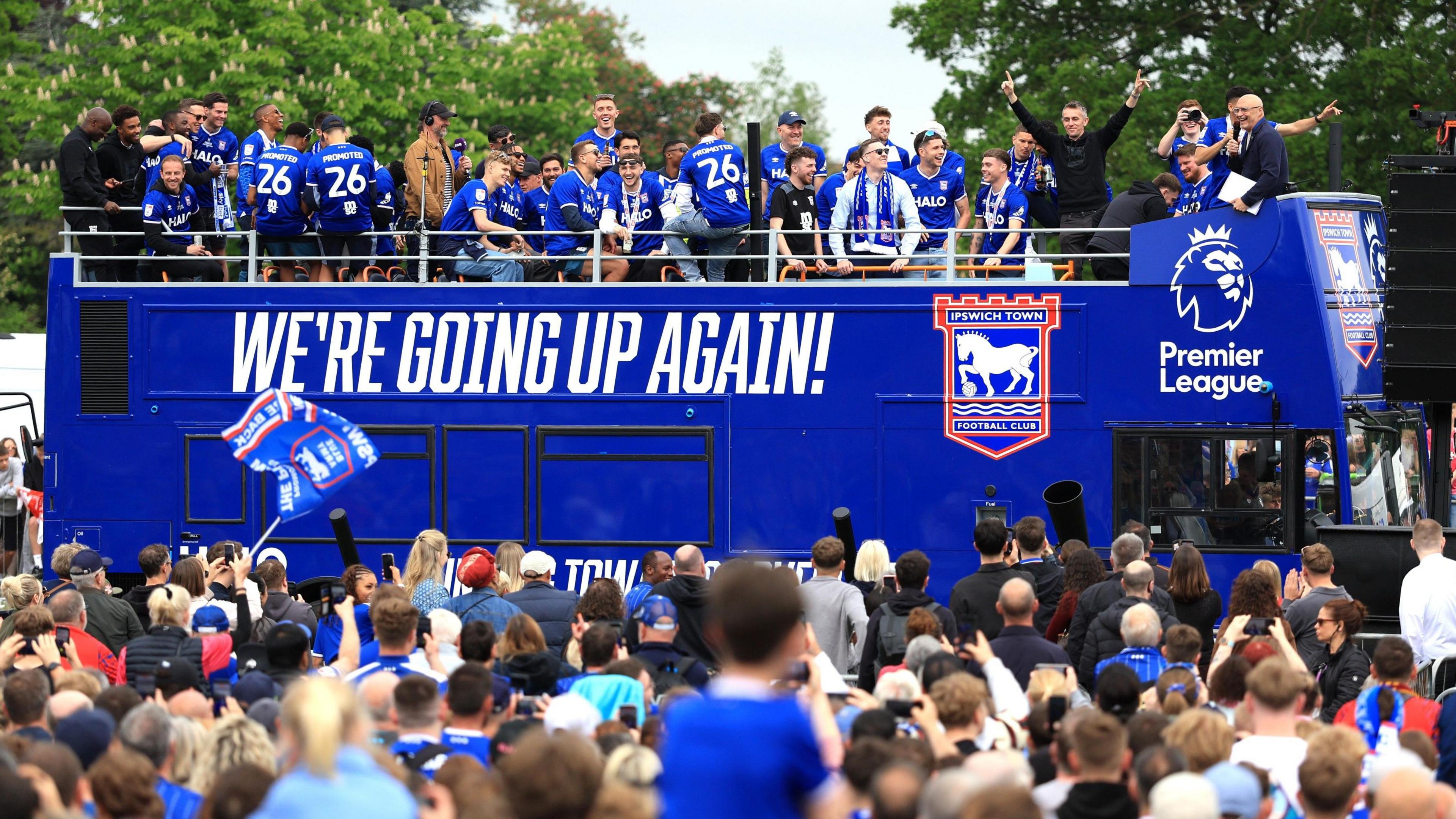 Huge turn out for Ipswich Town Premier League promotion parade - BBC News