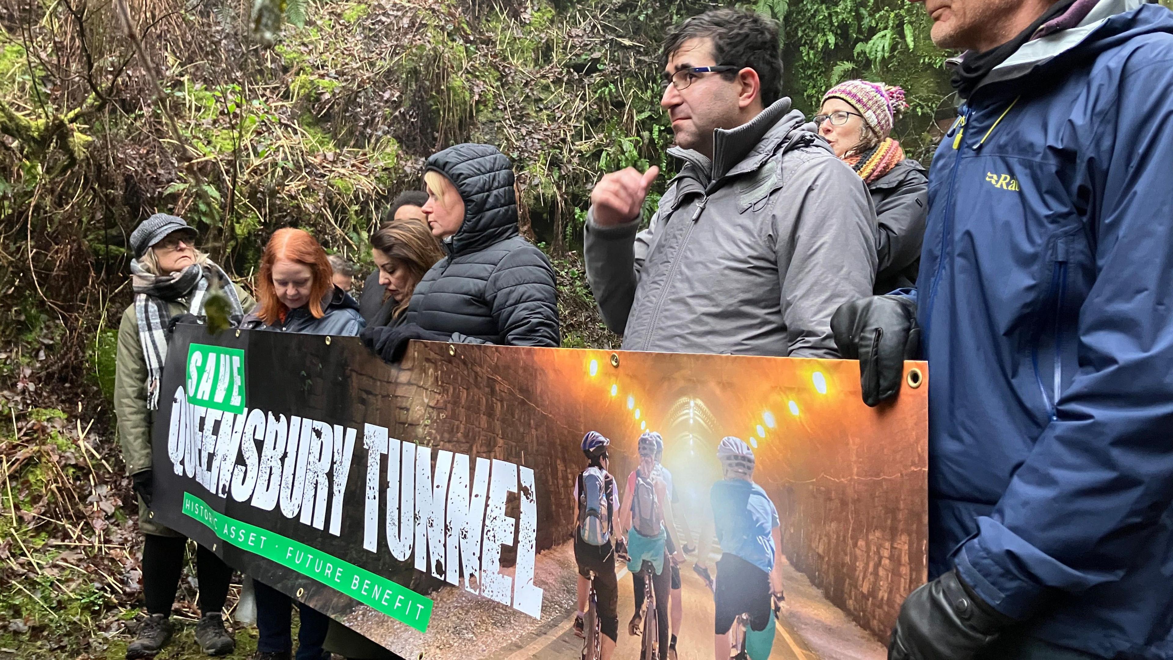 Protest held against decision to fill in Queensbury Tunnel - BBC News
