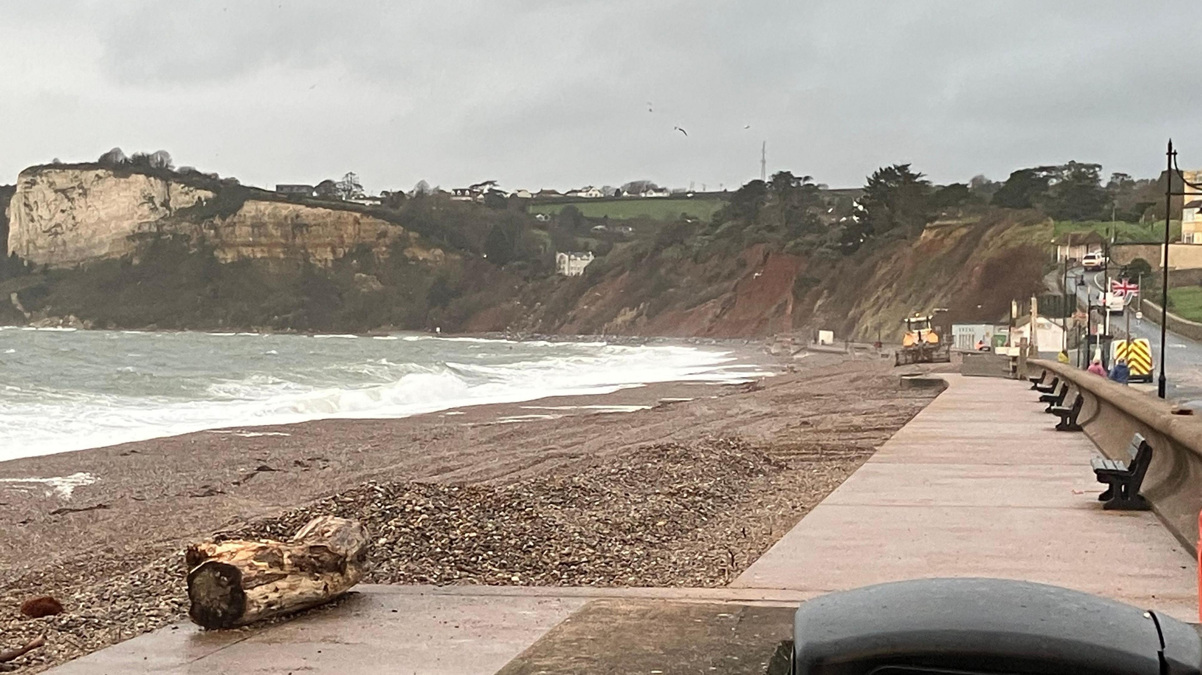 Work ongoing to return shingle to Devon beach after Storm Goretti - BBC ...