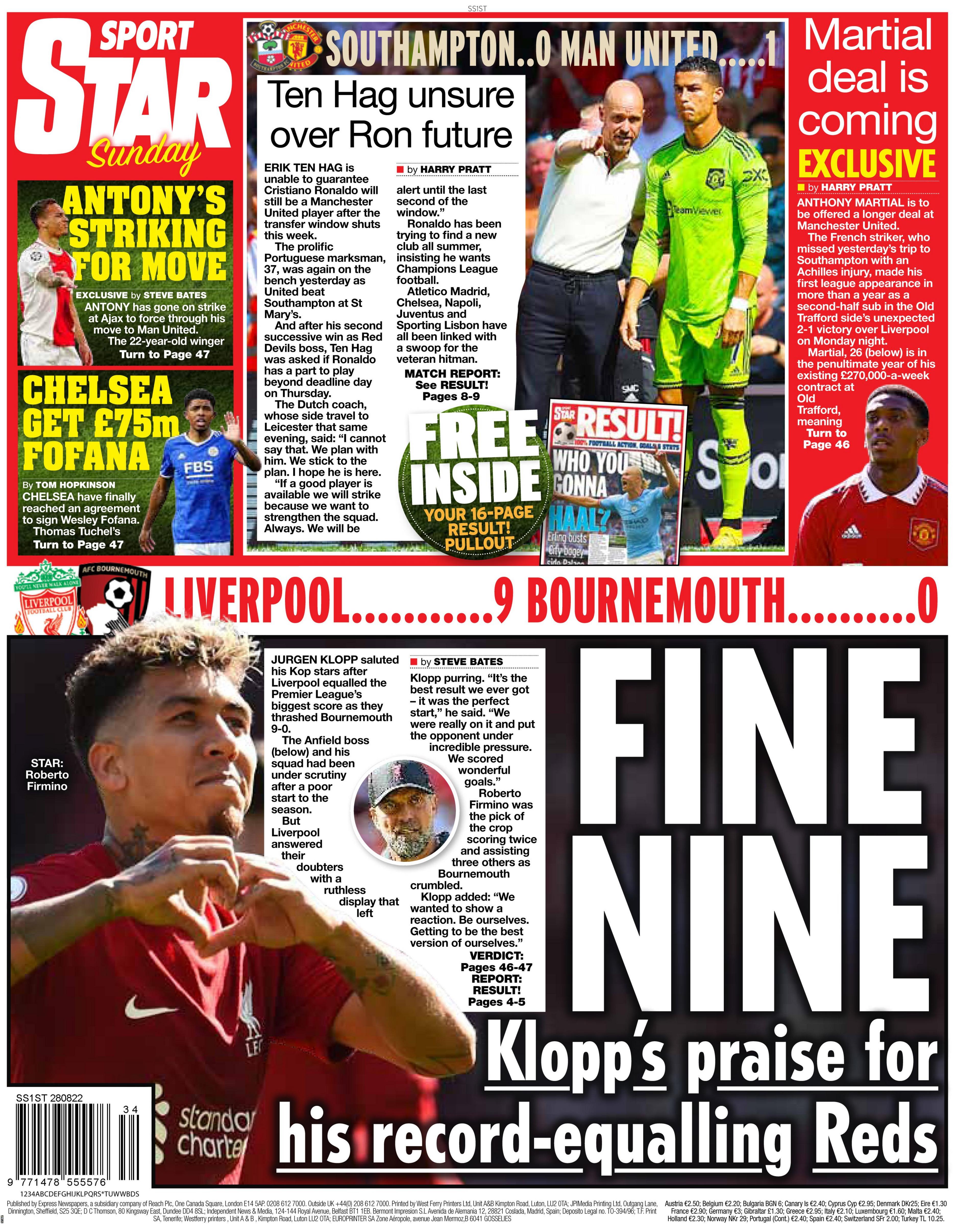 Sunday's sports pages - BBC Sport