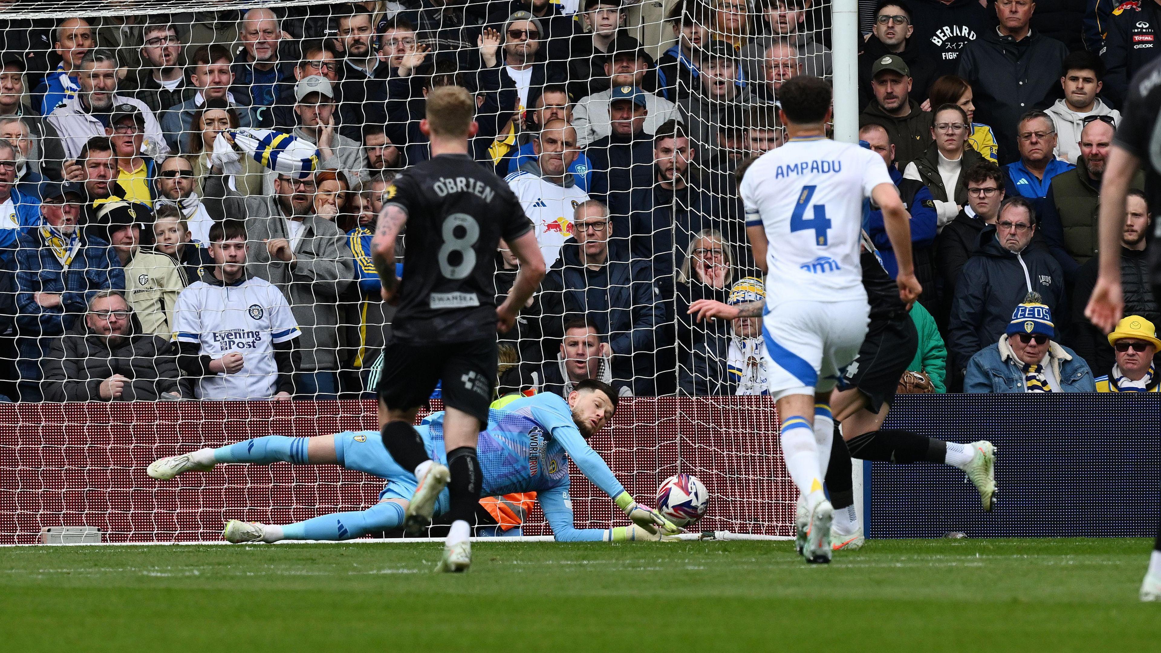 Swansea City: Josh Tymon took Leeds penalty because Zan Vipotnik was on ...