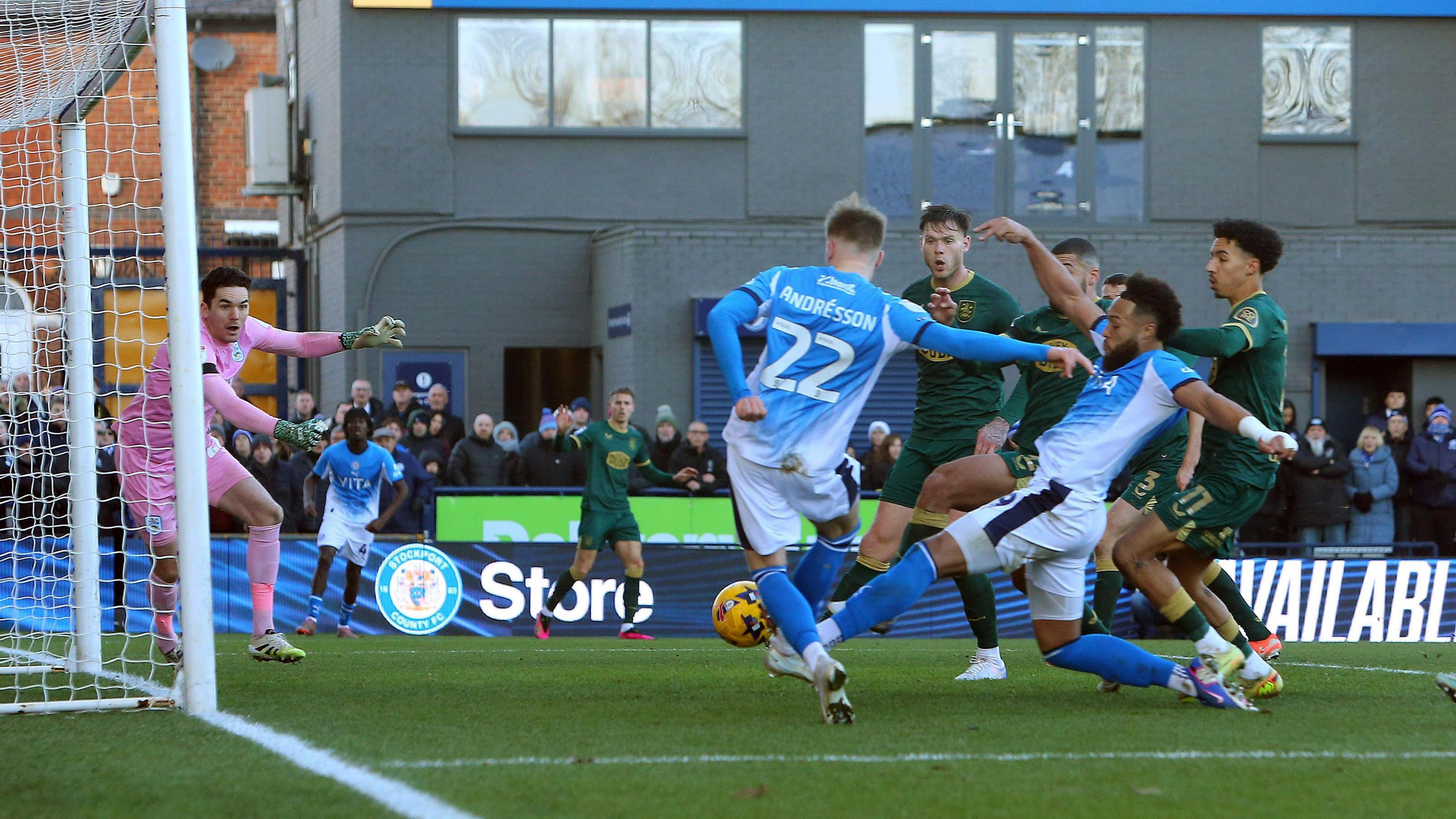 Stockport County 1-0 Huddersfield Town: Benony Breki Andresson with ...