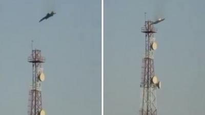 Video appears to show US F-15 fighter jet crashing in Kuwait - BBC News