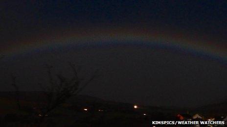 Rare moonbow spotted over Cumbria - BBC Weather