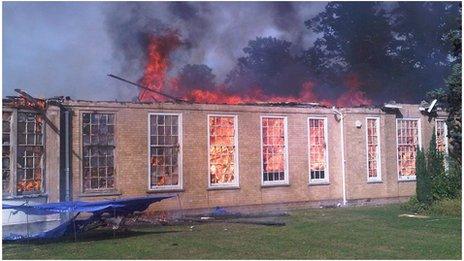 Fire at Sawston Village College damages library - BBC News