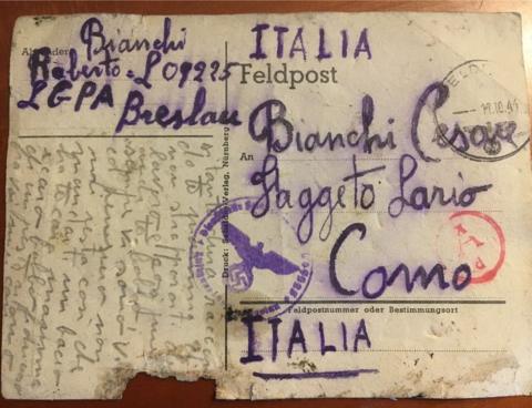 WW2 POW's postcard returned to family by teacher - BBC News