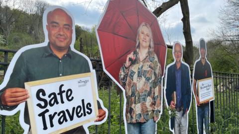 Life-size cut-outs encourage drivers to slow down in Meanwood - BBC News