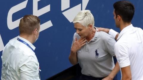 Novak Djokovic disqualified after hitting ball at line judge in US Open ...