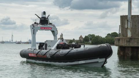 Royal Navy's first crewless boat ready for testing - BBC News