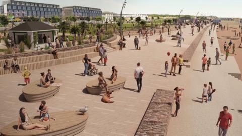 Work starts on £13.5m Paignton and Preston seafront revamp - BBC News