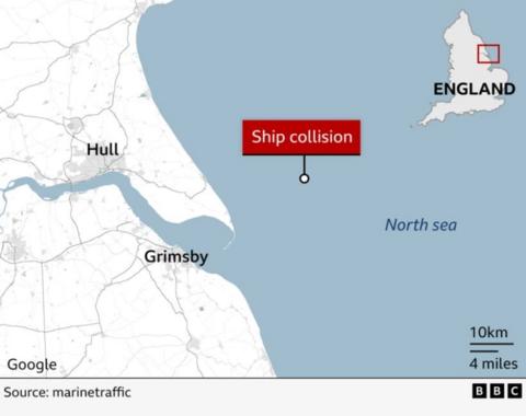 North Sea collision: Ship carrying chemical hits jet fuel tanker - BBC News