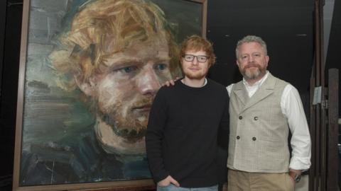 Ed Sheeran portrait by NI artist goes on display in London - BBC News